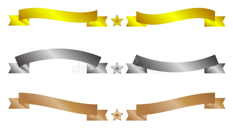 Ribbons, Set of Ribbon Golden Silver and Bronze Stock Vector ...