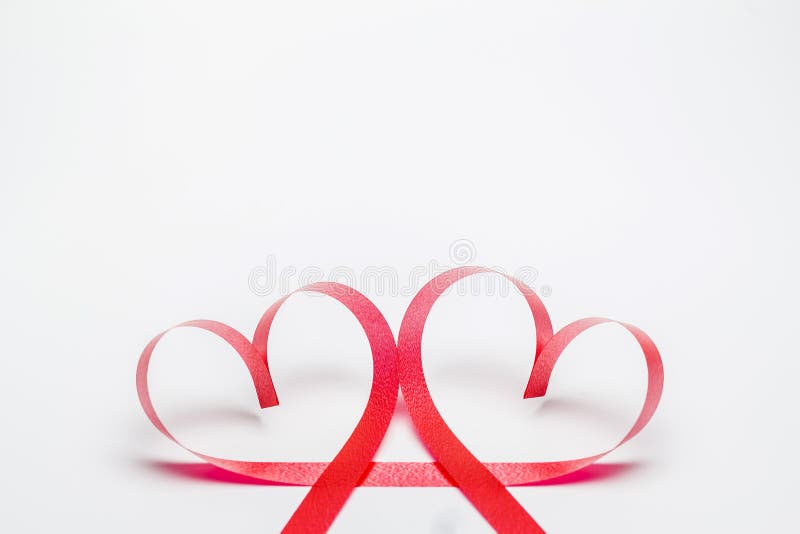 Ribbons Shaped As Heart on White, Valentines Day Wedding Concept ...