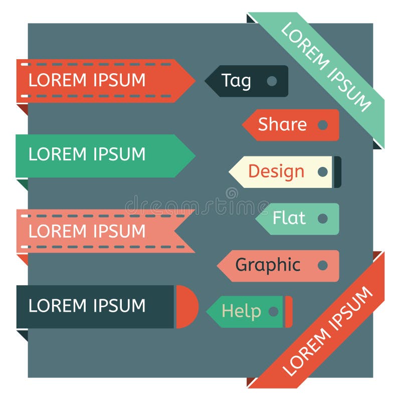 Ribbons Tags Labels. Vintage Template Flat Design. Stock Vector ...
