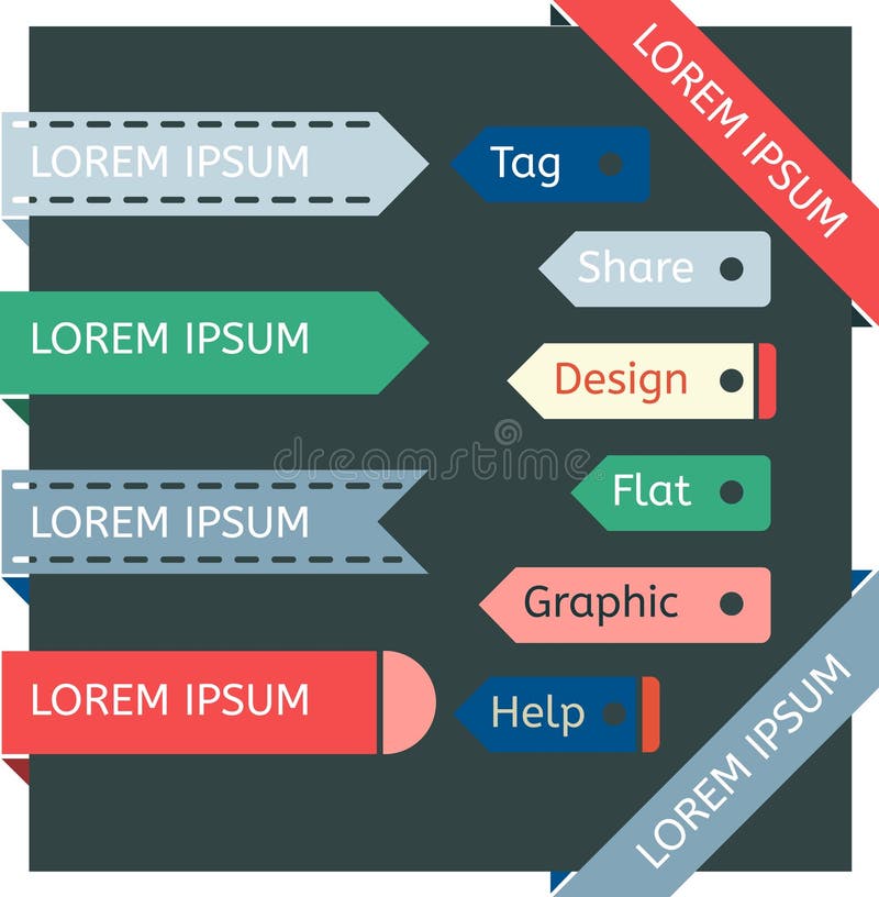 Ribbons Tags Labels. Vintage Template Flat Design. Stock Vector ...