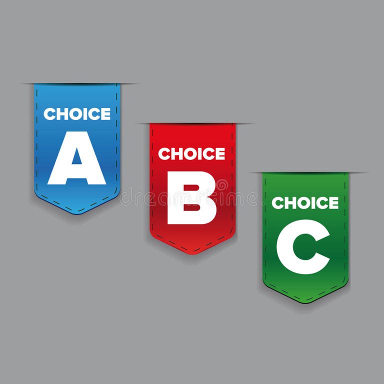Ribbons with Three Choices: a, B and C Stock Vector - Illustration of ...