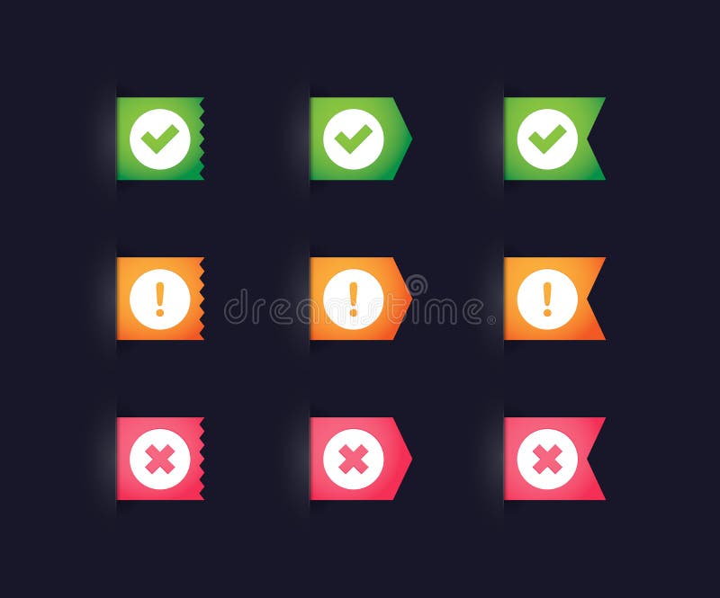 Ribbons whit check icons stock vector. Illustration of positive - 34341646
