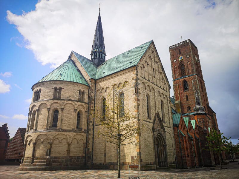 Medieval Romanesque-style Cathedral at the Main Square of Ribe, Denmark ...
