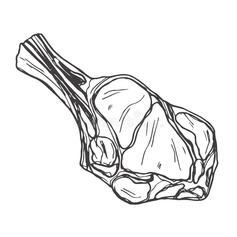 Ribeye Steak Icon Design. Outline Style. Vector Illustration Stock ...