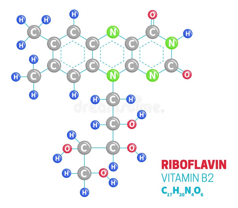 Riboflavin Vitamin B2 Molecule Structure Formula Illustration Stock ...