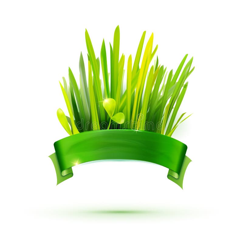 Ribon Verde Con El Ejemplo Realista De La Hierba Ilustración del Vector ...