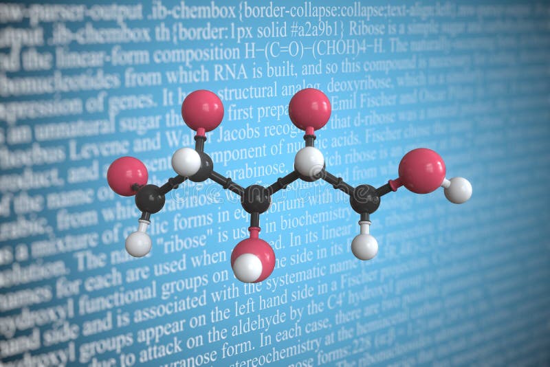 Ribose Scientific Molecular Model, 3D Rendering Stock Illustration ...