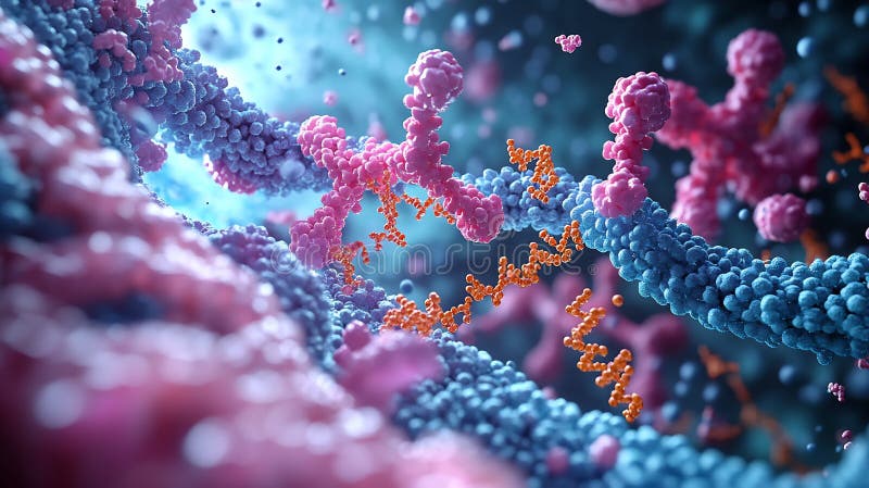 Ribosomes Translating Mrna into a Polypeptide Chain with Trna and Amino ...