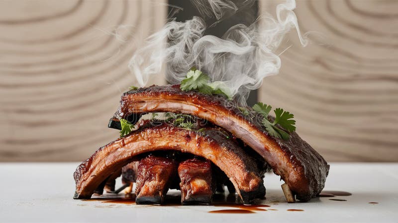 Ribs are Cooked and Served with a Sauce Stock Illustration ...