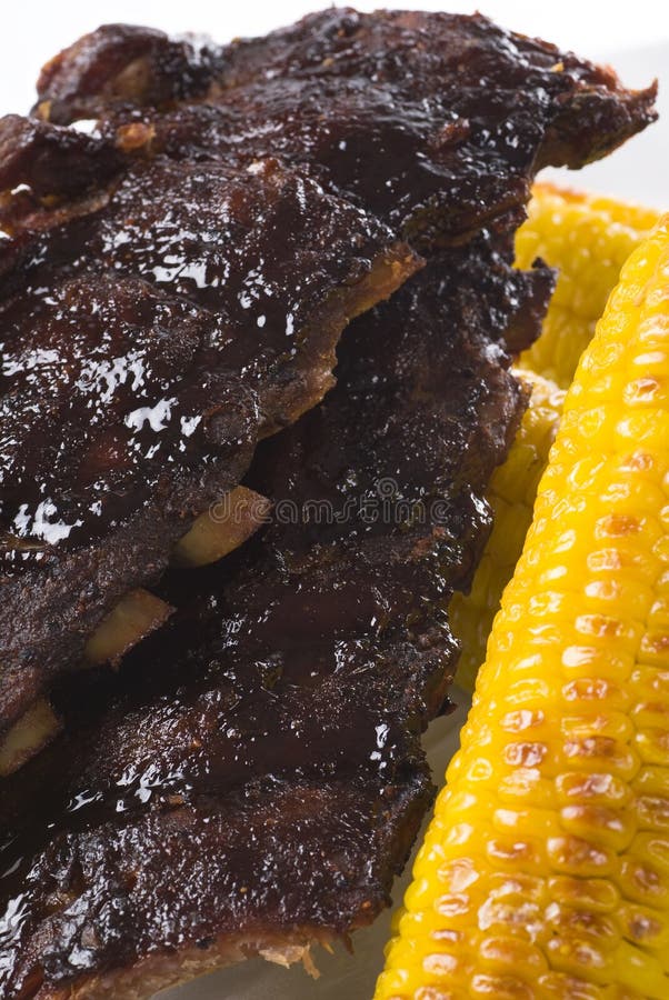 Ribs and Corn stock image. Image of pork, close, meat - 14292473