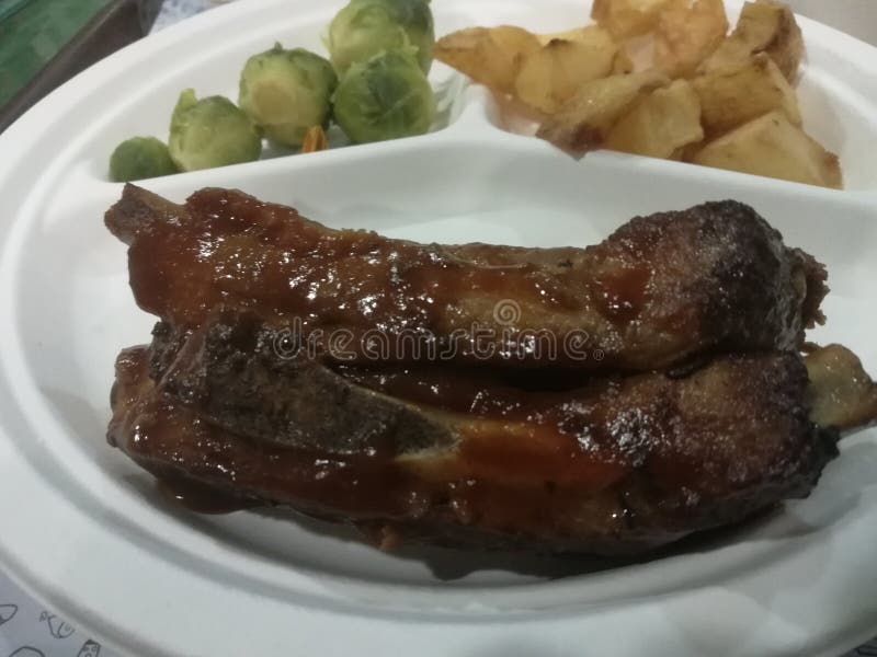 Ribs stock photo. Image of barbacue, food, ribs, potatos - 145675668