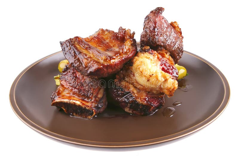 Ribs on old style ceramic stock photo. Image of cuisine - 9794834