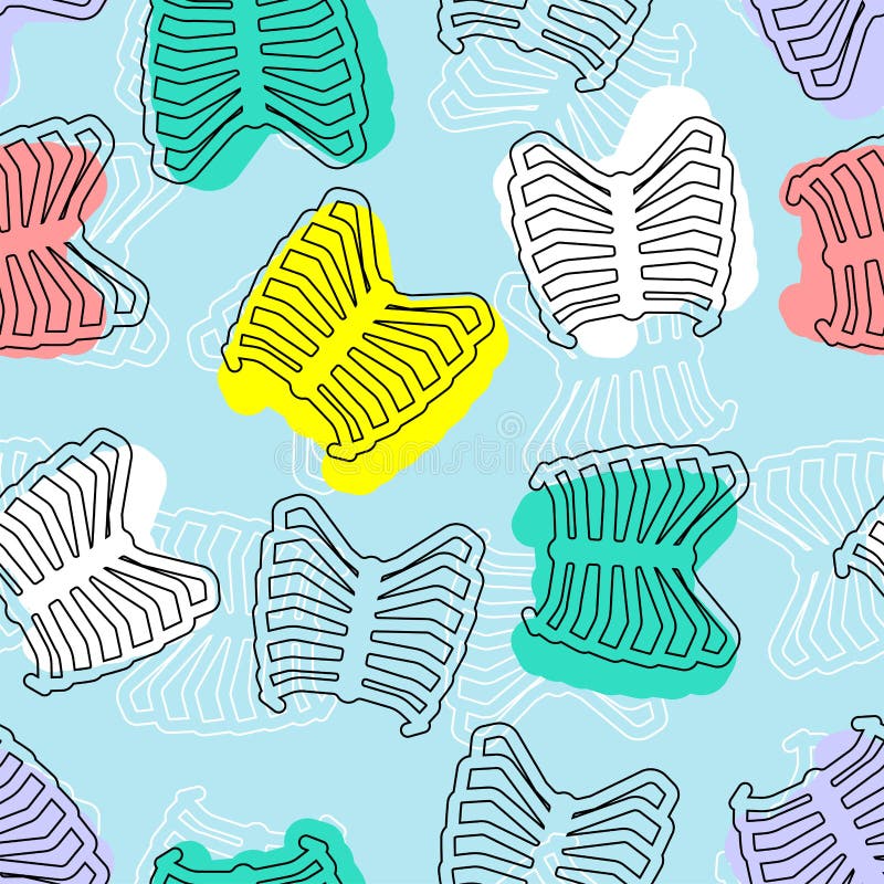 Rib Cage and Spinal, Pelvic Bone Pixel Art. Bones Anatomy 8 Bit Stock ...