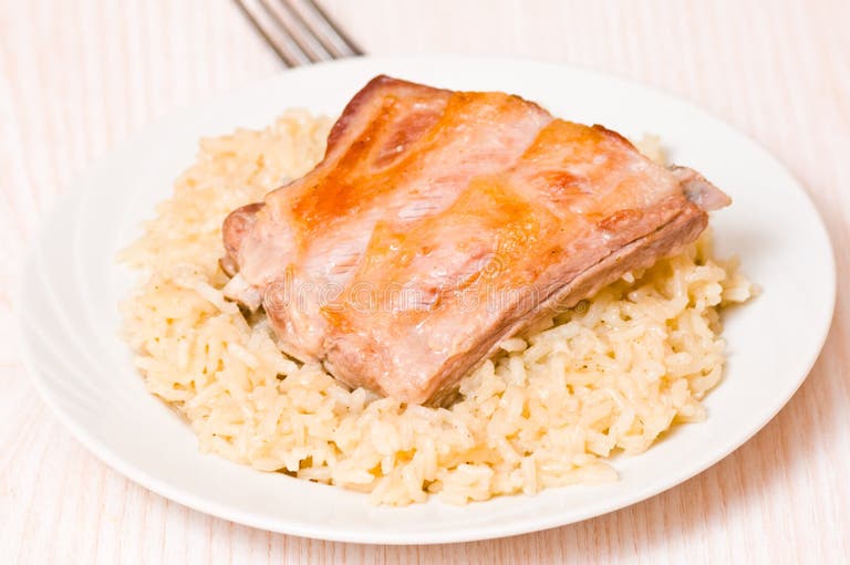Ribs with rice stock image. Image of delicious, marinated - 35698257