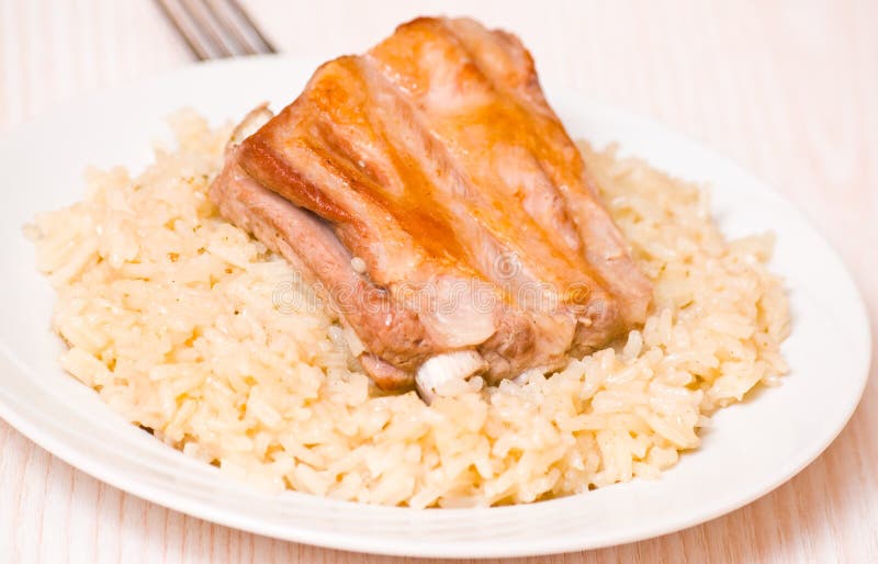 Ribs with rice stock photo. Image of juicy, bone, braised - 35698284