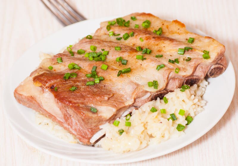 Ribs with rice stock image. Image of dinner, healthy - 55142913
