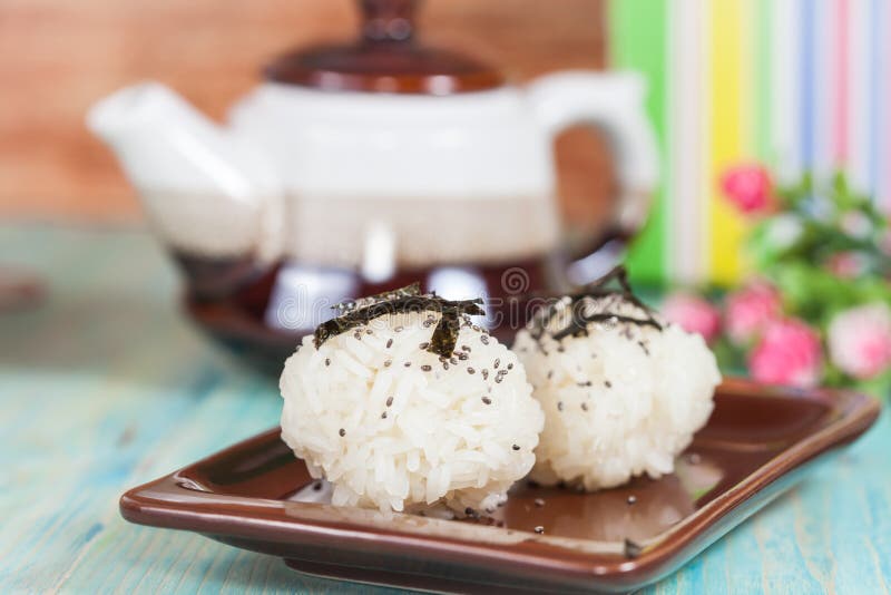 Rice ball stock image. Image of table, food, rice, triangle - 62580321