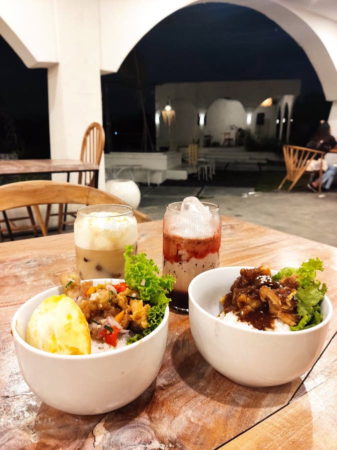 Rice Ball with Milkshake at Night Stock Image - Image of breakfast ...