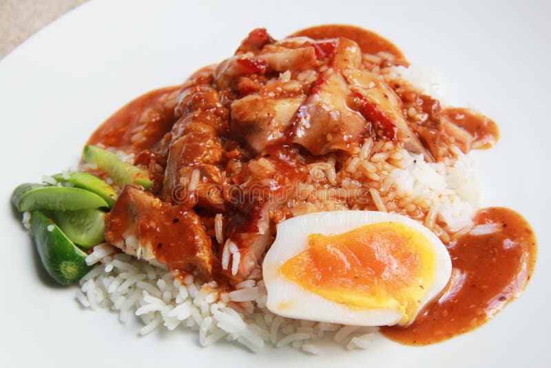 Rice with Bbq and Crispy Pork Stock Photo - Image of cuisine, cucumber ...