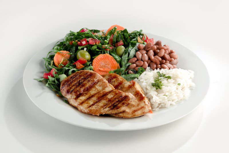 Rice and Beans with Grilled Chicken. Stock Photo - Image of lunch ...