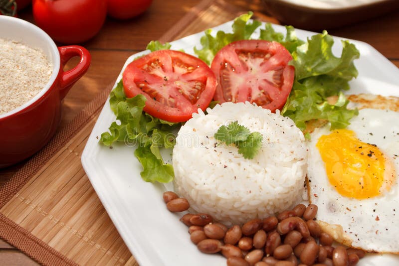 Rice And Beans With Grilled Chicken. Stock Photo - Image of chicken ...