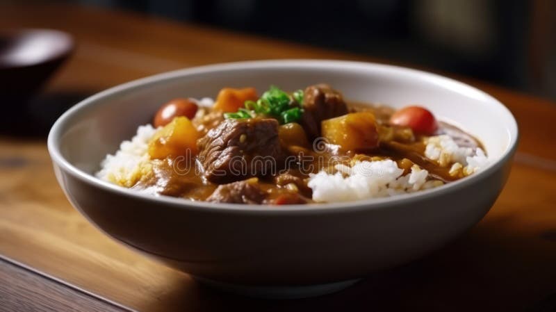 Rice with beef stew . stock illustration. Illustration of lunch - 273034711