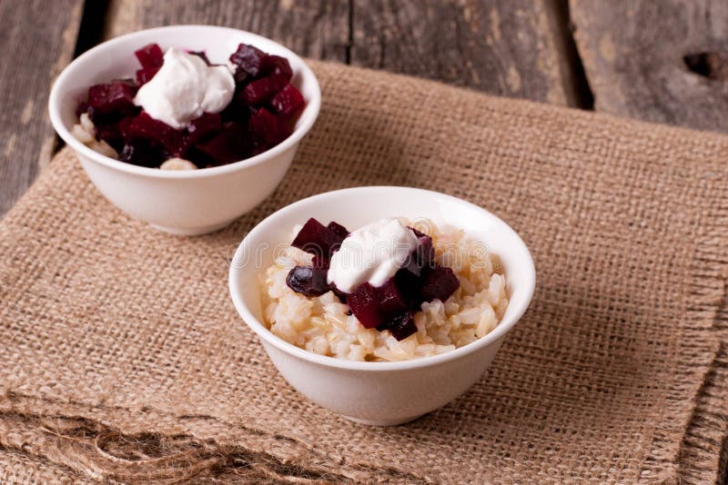 Rice with Beet and Sour Cream Stock Photo - Image of food, beet: 69335892