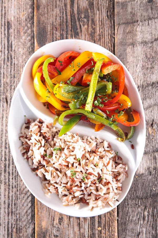 Rice and bell pepper stock image. Image of cooked, meal - 170600917