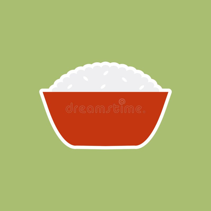Rice Bowl Flat Design Vector Illustration Stock Vector - Illustration ...