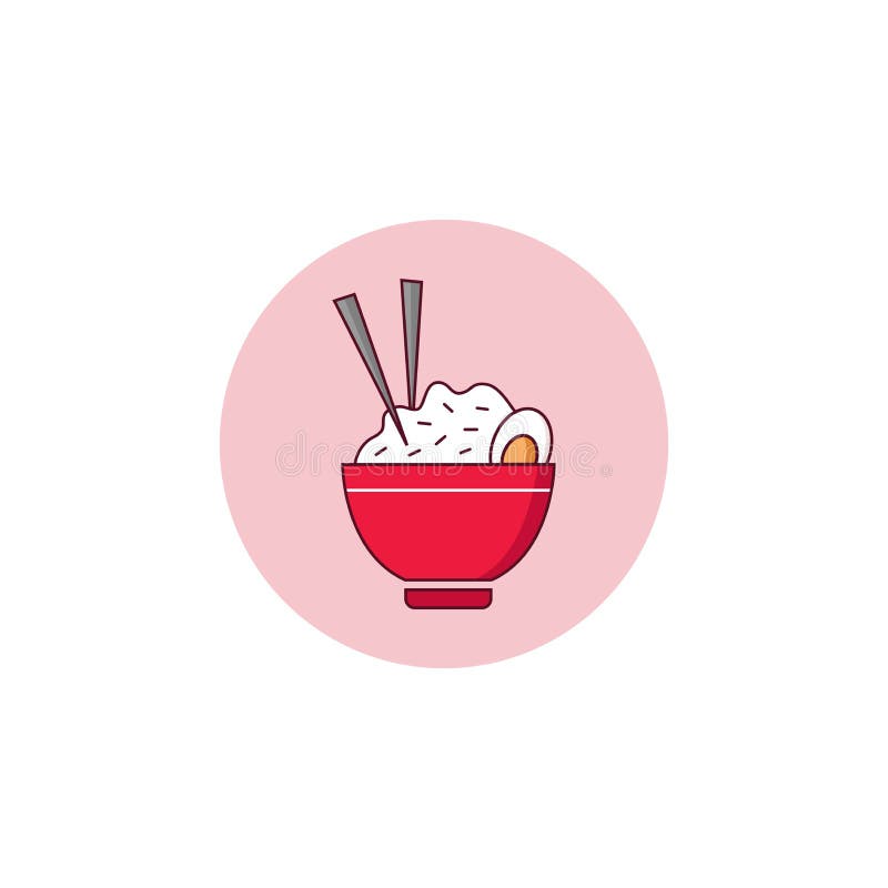 Rice Bowl Icon Logo Concept Vector Design Template Stock Vector ...