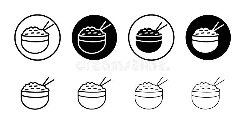 Rice Bowl Icon Logo Set Vector Stock Illustration - Illustration of ...