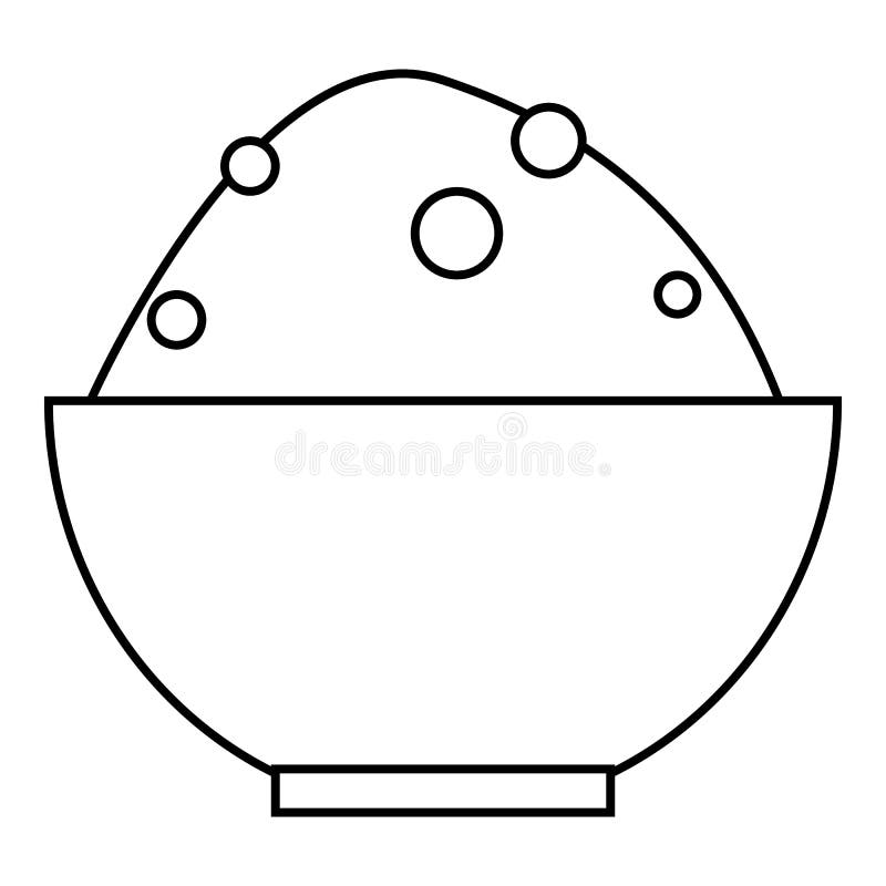 Rice in Bowl Icon, Outline Style Stock Illustration - Illustration of ...