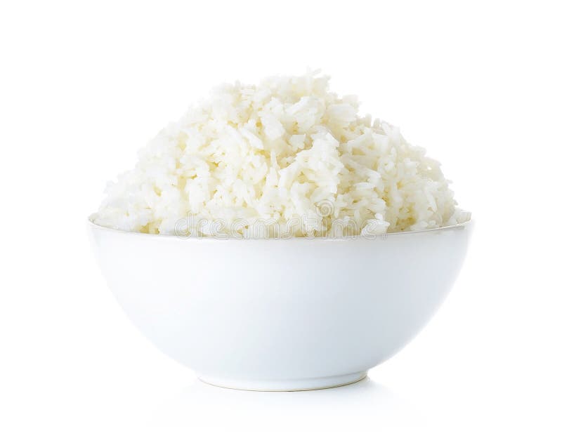 Rice with Bowl Isolated on the White Background Stock Photo - Image of ...