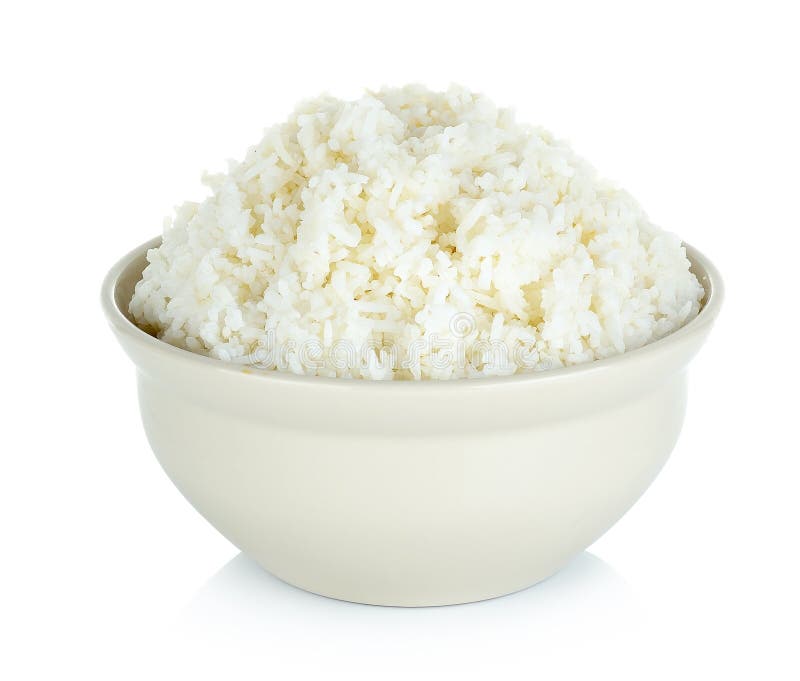 Rice with Bowl Isolated on the White Background Stock Image - Image of ...