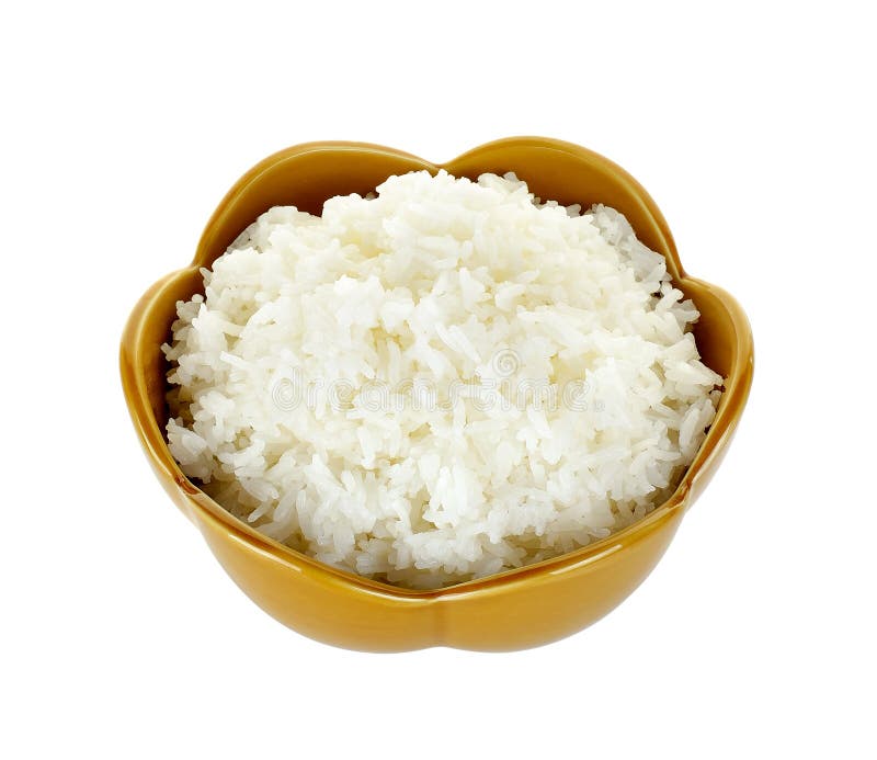 Rice in a Bowl Isolated on a White Background Stock Image - Image of ...