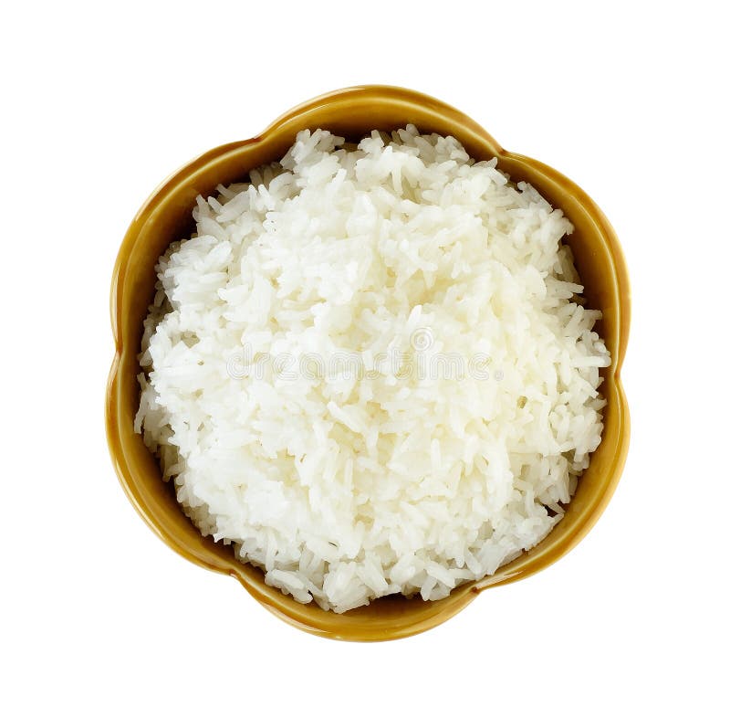 Rice with Bowl Isolated on the White Background Stock Photo - Image of ...