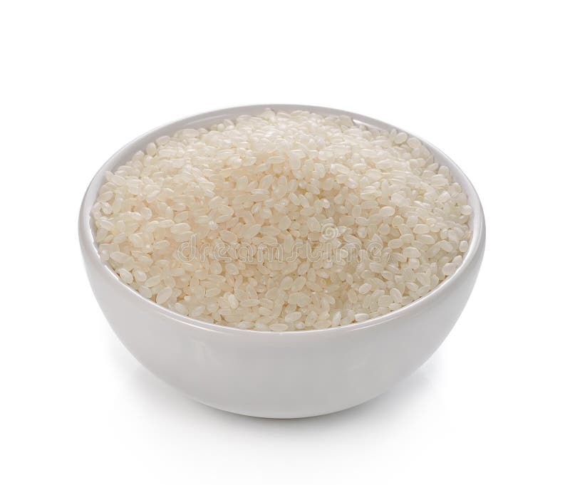 Rice in a Bowl Isolated on White Background Stock Photo - Image of ...