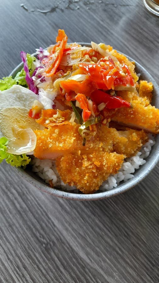 Rice Bowl Sambal Matah stock photo. Image of bowl, rice - 265936538