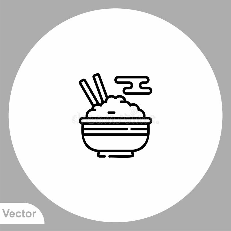 Rice Bowl Vector Icon Sign Symbol Stock Vector - Illustration of color ...