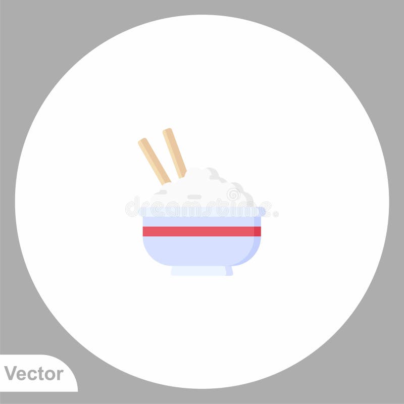 Rice Bowl Vector Icon Sign Symbol Stock Vector - Illustration of color ...