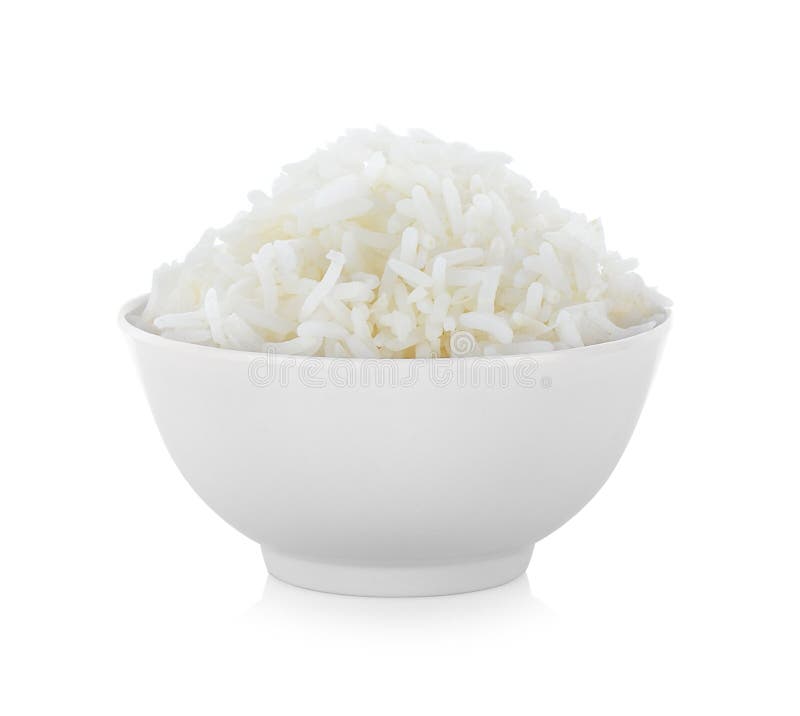 Rice Bowl on White Background Stock Photo - Image of sticky, grain ...