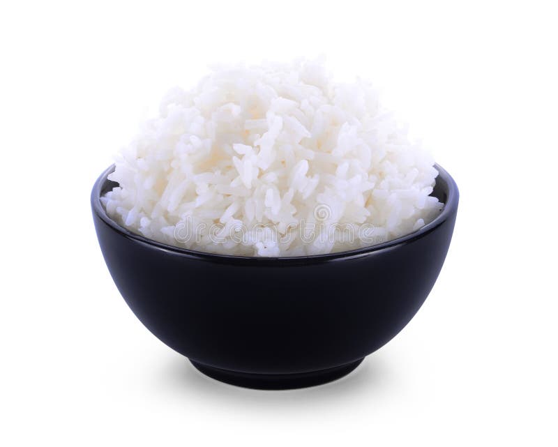 Rice in a Bowl on White Background Stock Image - Image of healthy ...