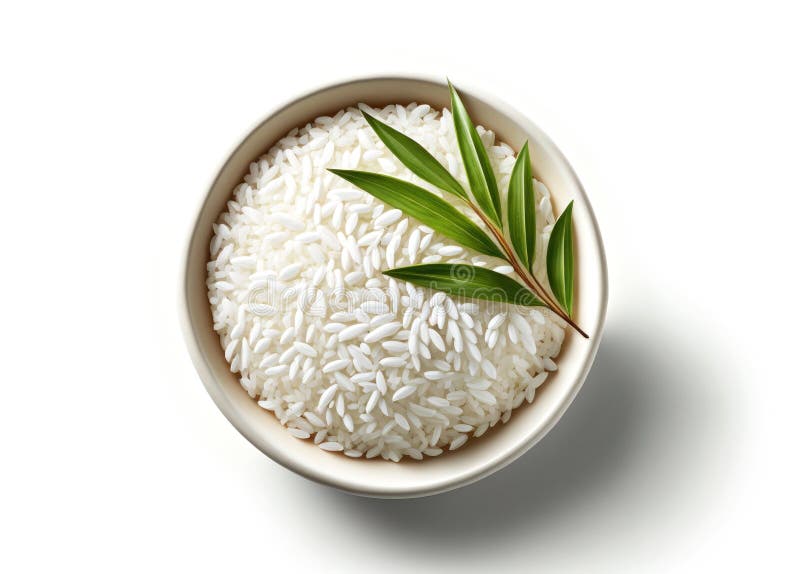 Rice in a Bowl on a White Background Stock Illustration - Illustration ...