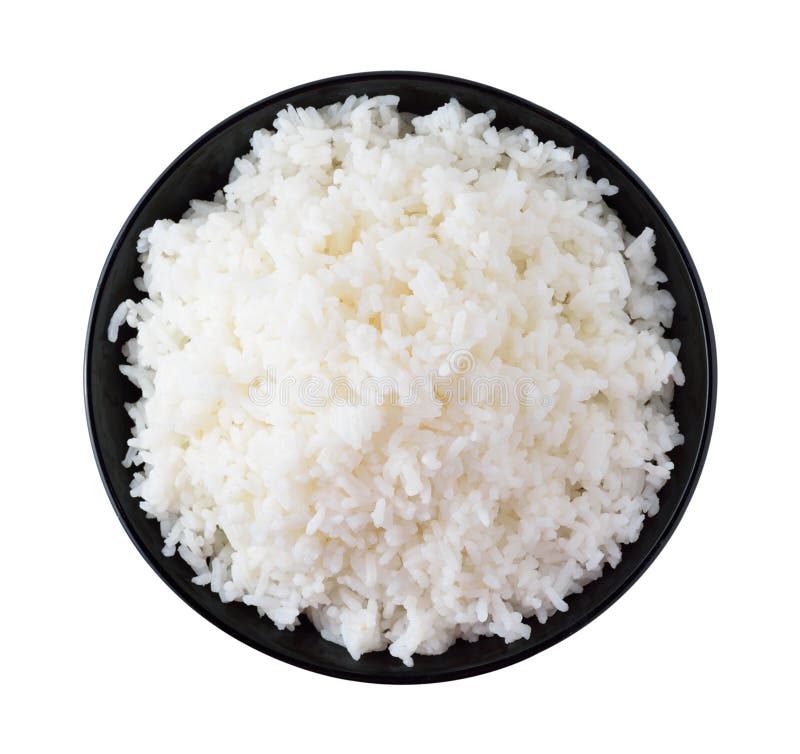 Aerial View of Rice in the Bowl on Isolated White Background Stock ...