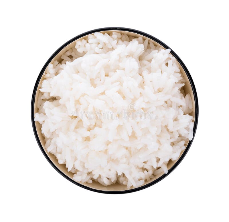 Rice in a Bowl on a White Background. Top View Stock Image - Image of ...