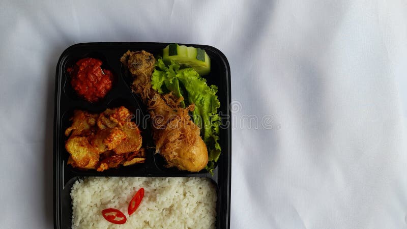 Rice Box Fried Chicken Asian Bento Stock Image - Image of teriyaki ...