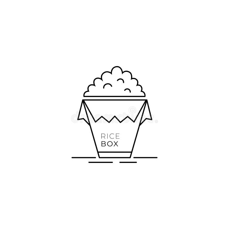 Rice Box Icon Logo Concept Vector Design Template Stock Vector ...
