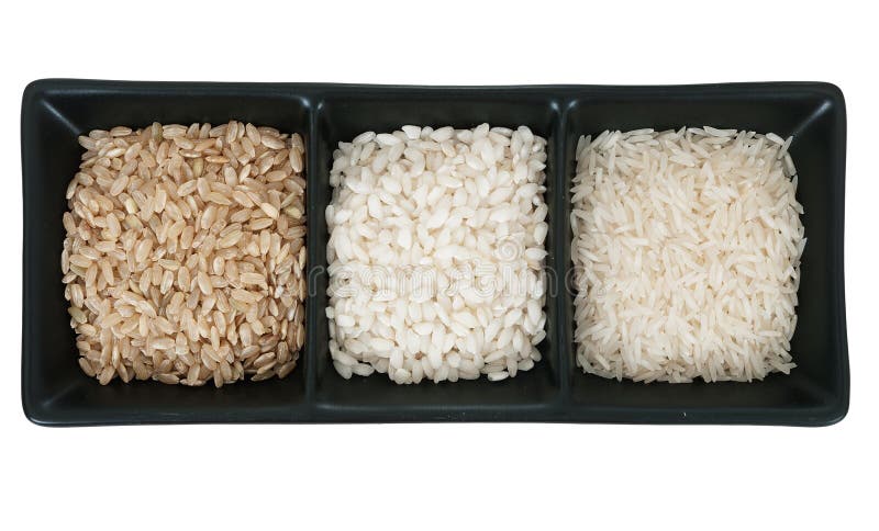 Rice - Brown, Risotto and Basmati, Isolated Stock Photo - Image of ...
