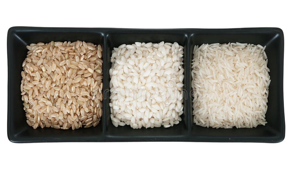 Rice - Brown, Risotto and Basmati, Isolated Stock Photo - Image of ...
