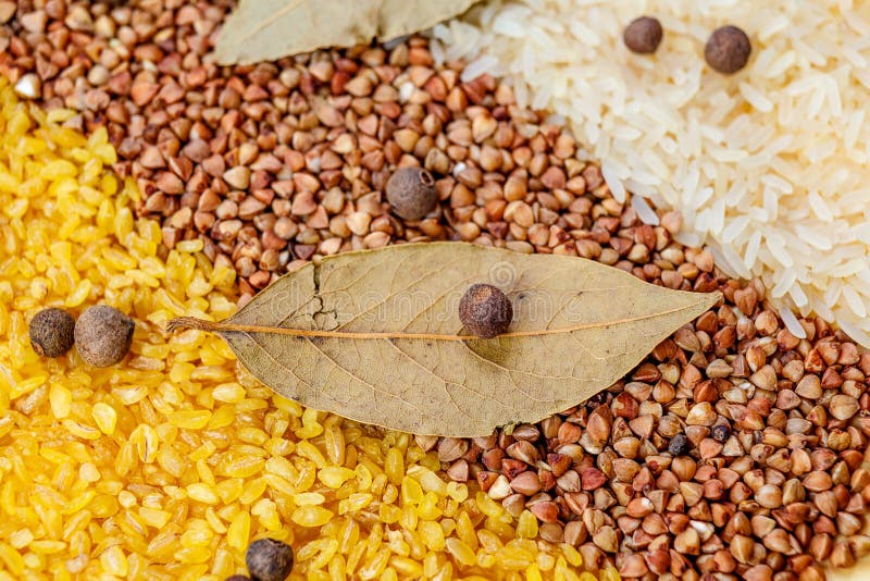 Rice buckwheat bulgur stock image. Image of assortment - 65709003